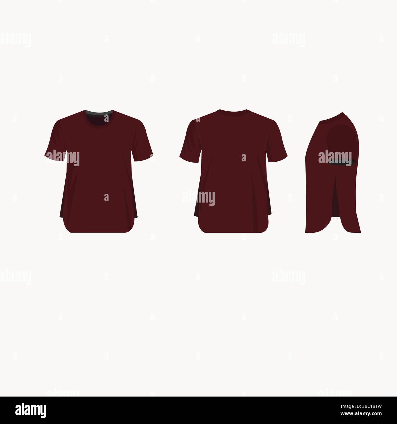 Uneven Shirt fashion technical drawing template. Unisex T-Shirt ...