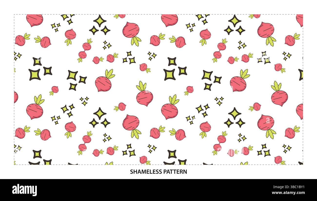 Cute Pink Radish and Sparkle Seamless Pattern for Healthy and Fun ...