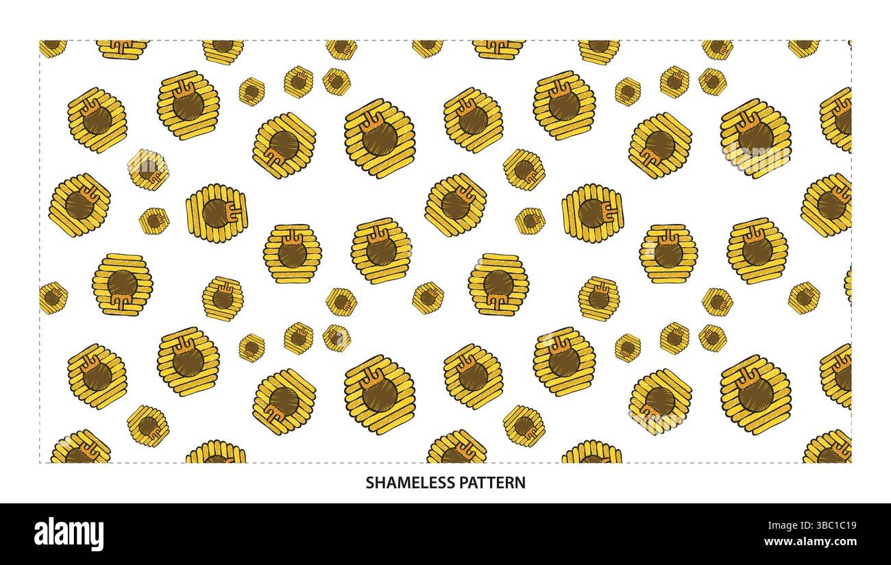 Cartoon Honeycomb Beehive Seamless Pattern for Sweet and Natural ...