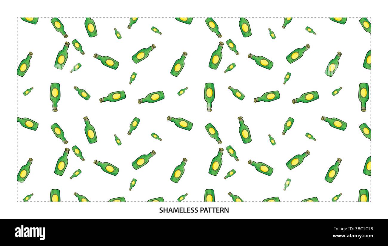 Simple Green Glass Bottle Seamless Pattern for Beverage and Drink ...