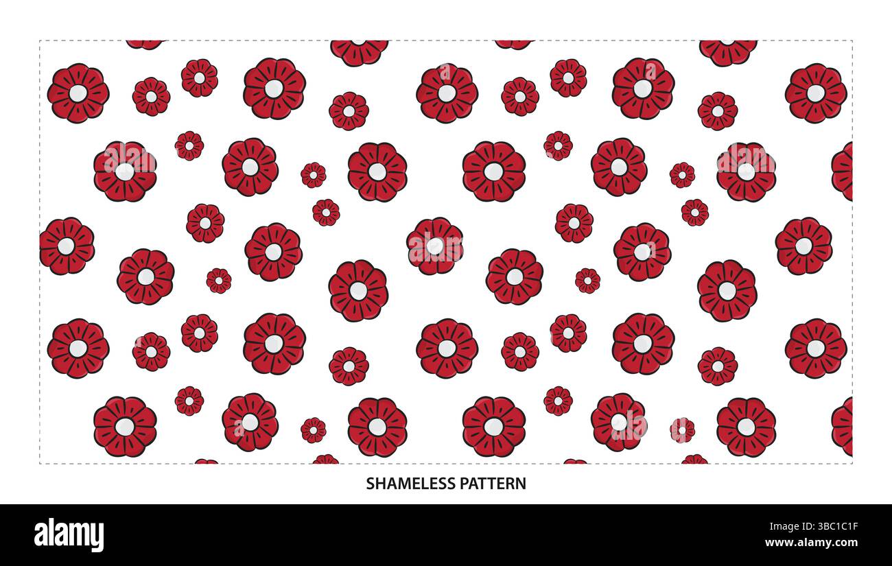 Simple Red Poppy Flower Seamless Pattern for Remembrance and Floral ...