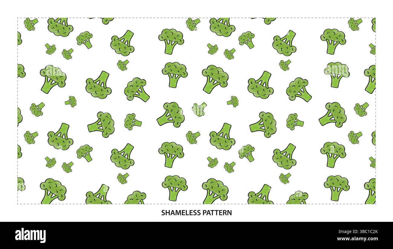 Fresh Green Broccoli Floret Seamless Pattern for Healthy Food Designs ...