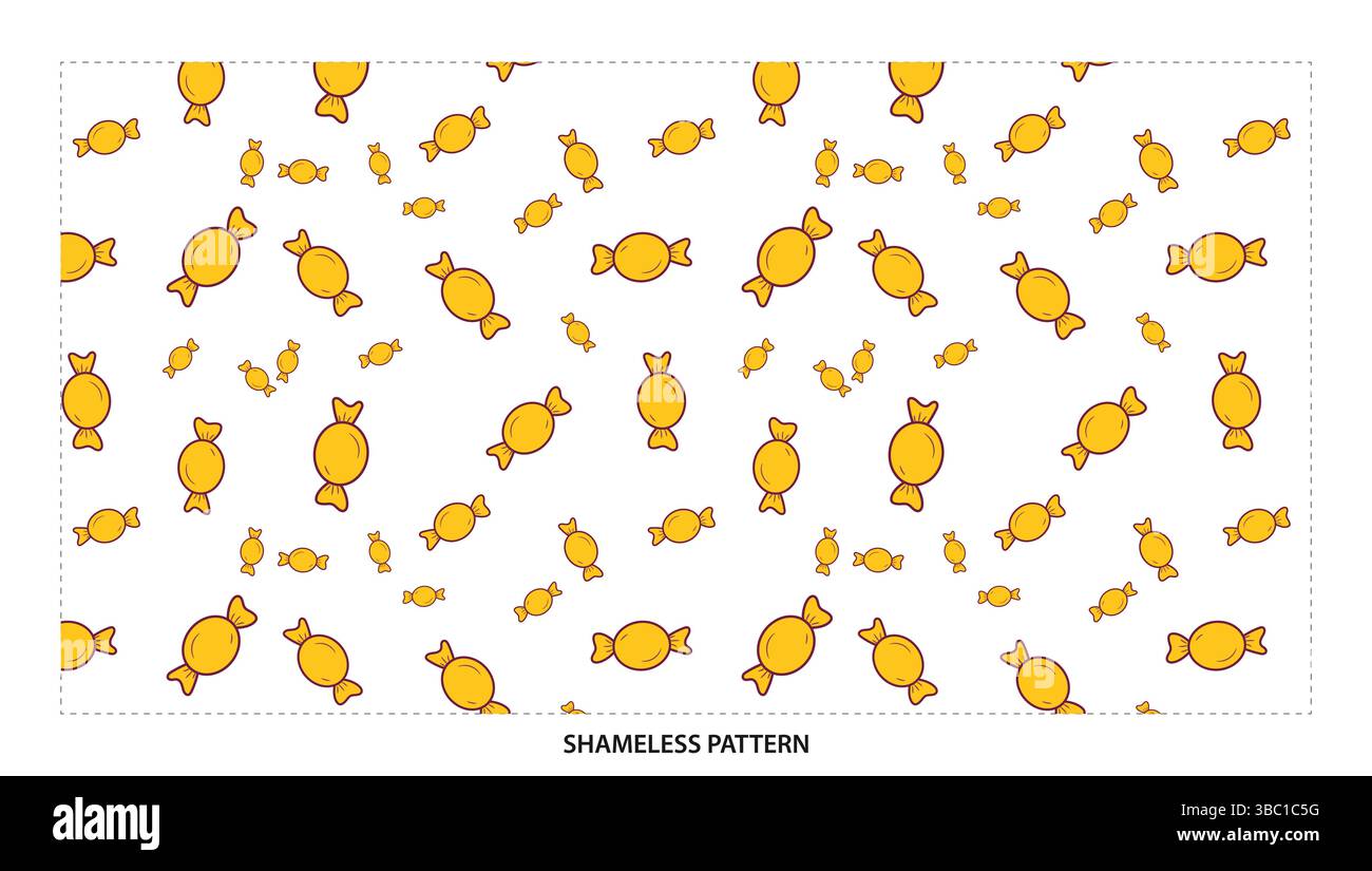 Cheerful Yellow Wrapped Candy Seamless Pattern for Sweet Treats and ...
