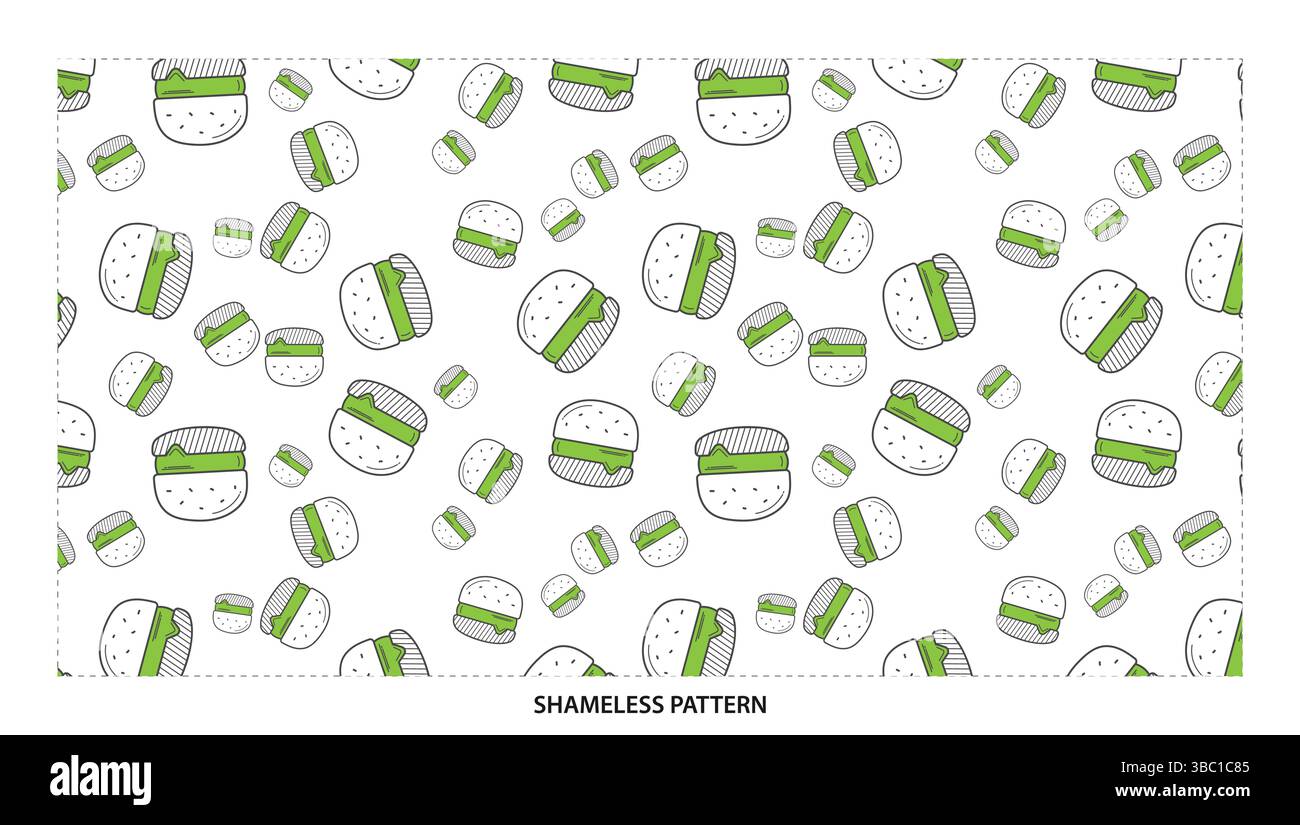 Simple Burger Sandwich Seamless Pattern for Fast Food and Cafe Designs ...