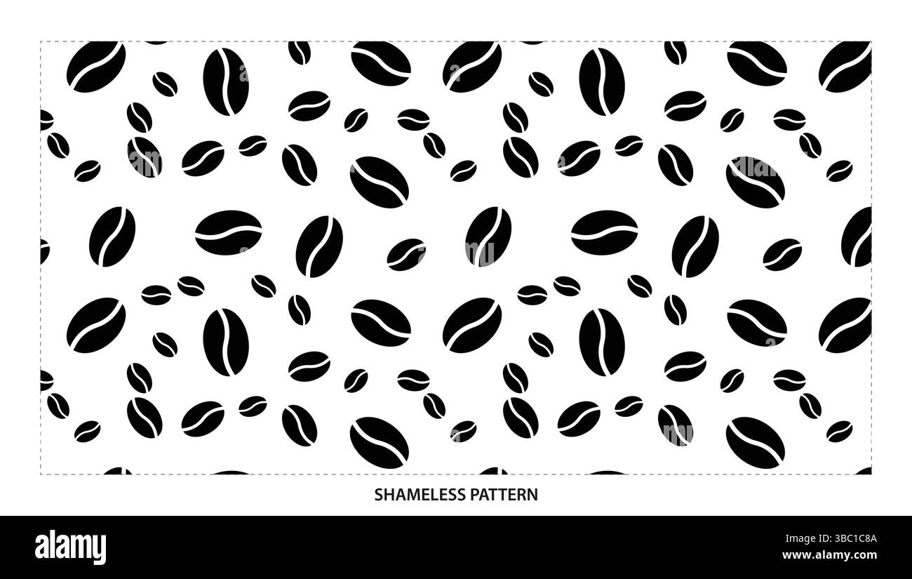 Simple Black and White Coffee Bean Seamless Pattern for Cafe Designs ...