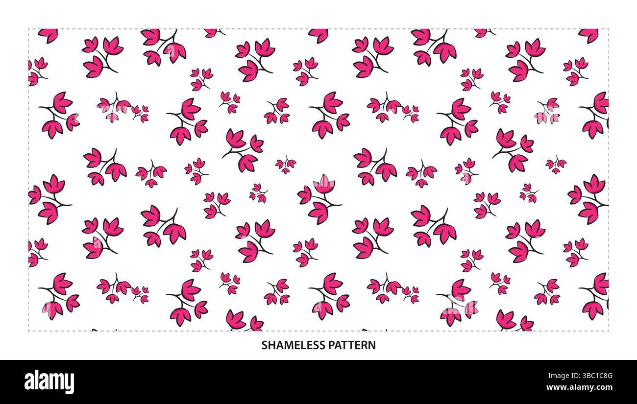 Simple Pink Flower and Leaf Seamless Pattern for Delicate Floral ...