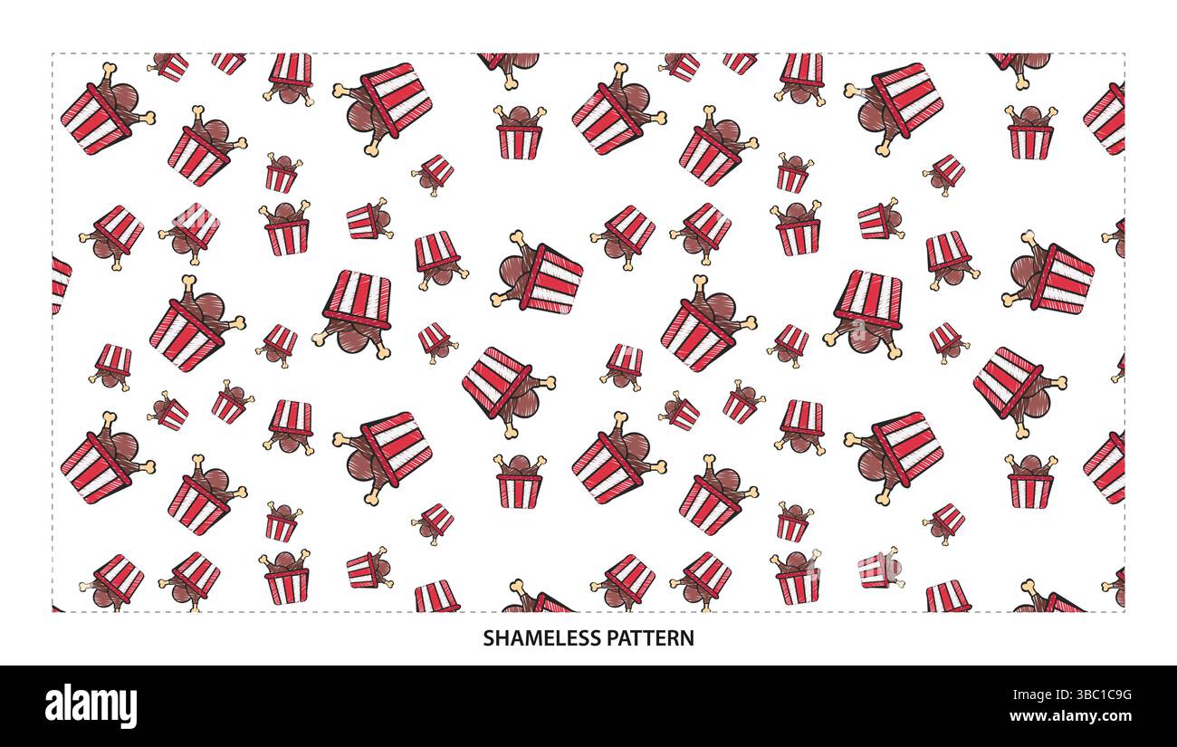 Fun Cartoon Bucket of Fried Chicken Seamless Pattern for Food Themes ...