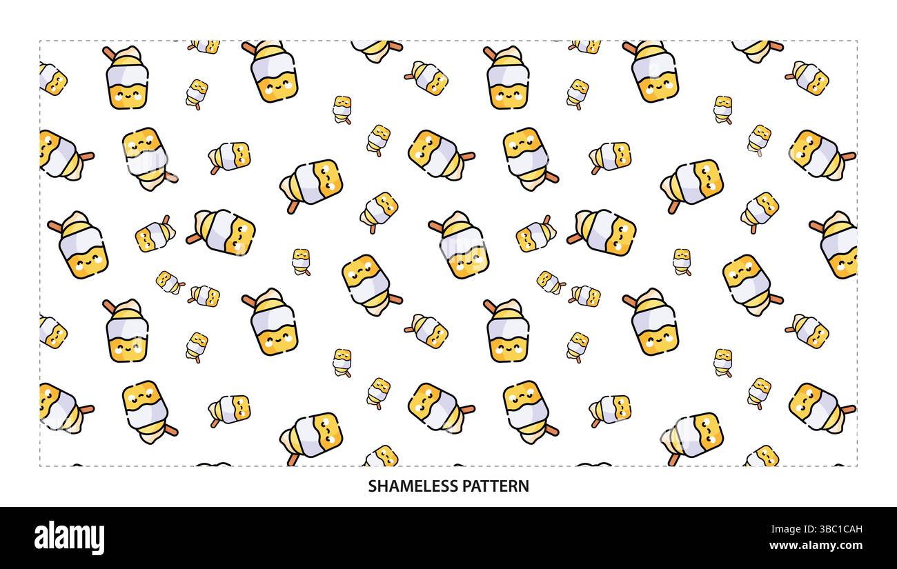 Cute Kawaii Ice Cream and Popsicle Seamless Pattern for Summer Treats ...