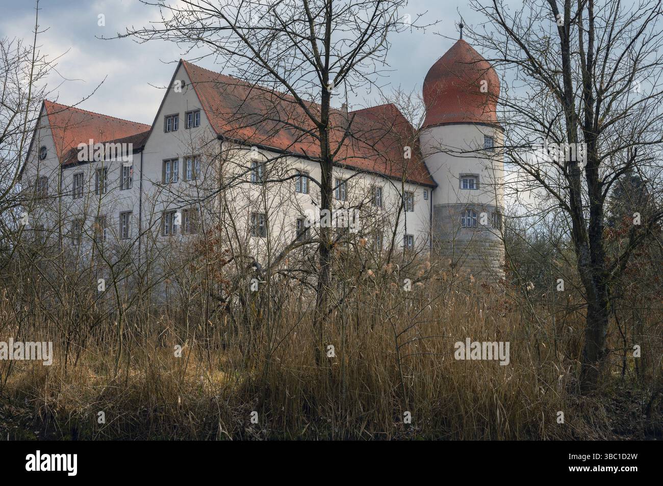 Moated castle, originally a manor house, converted into a Renaissance ...