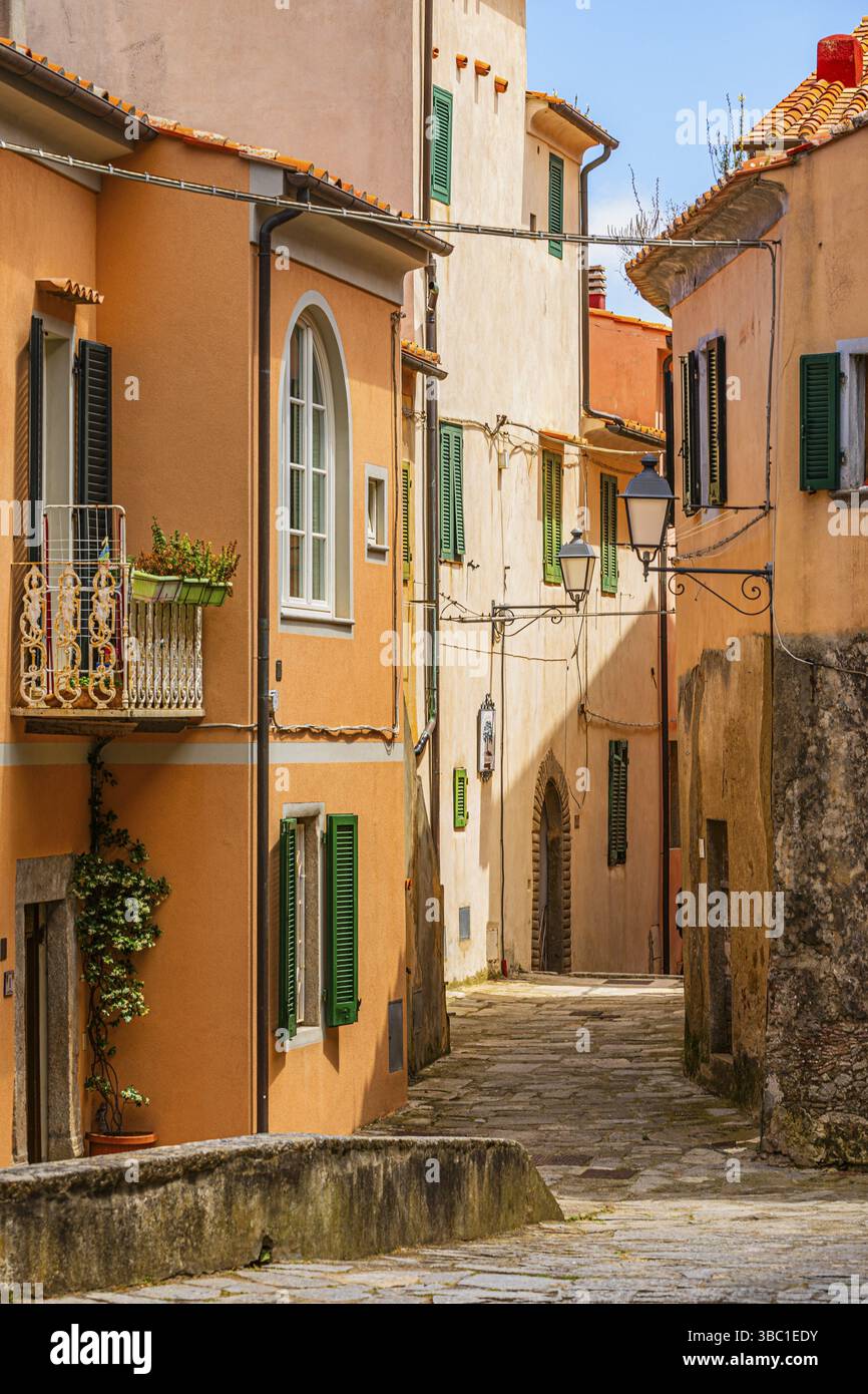 Narrow alley in Marciana Alta, Elba Island, Tuscan Archipelago National ...