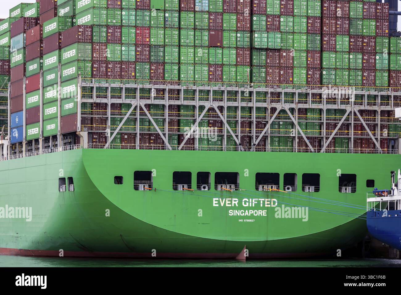 Container ship EVER GIFTED at Euromax Container Terminal. The mega ship ...