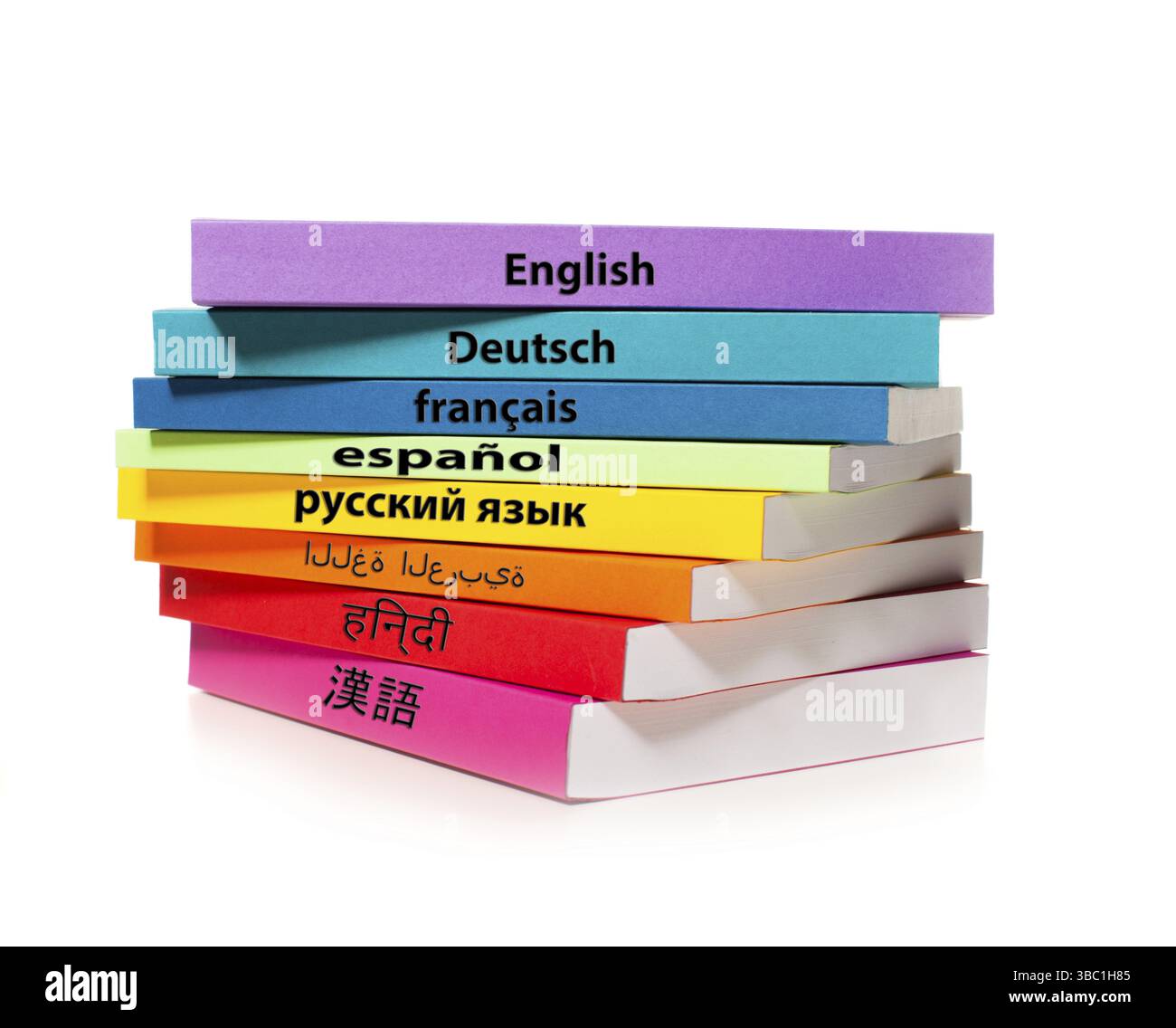 Colorful stack of books isolated on white background. The concept of ...