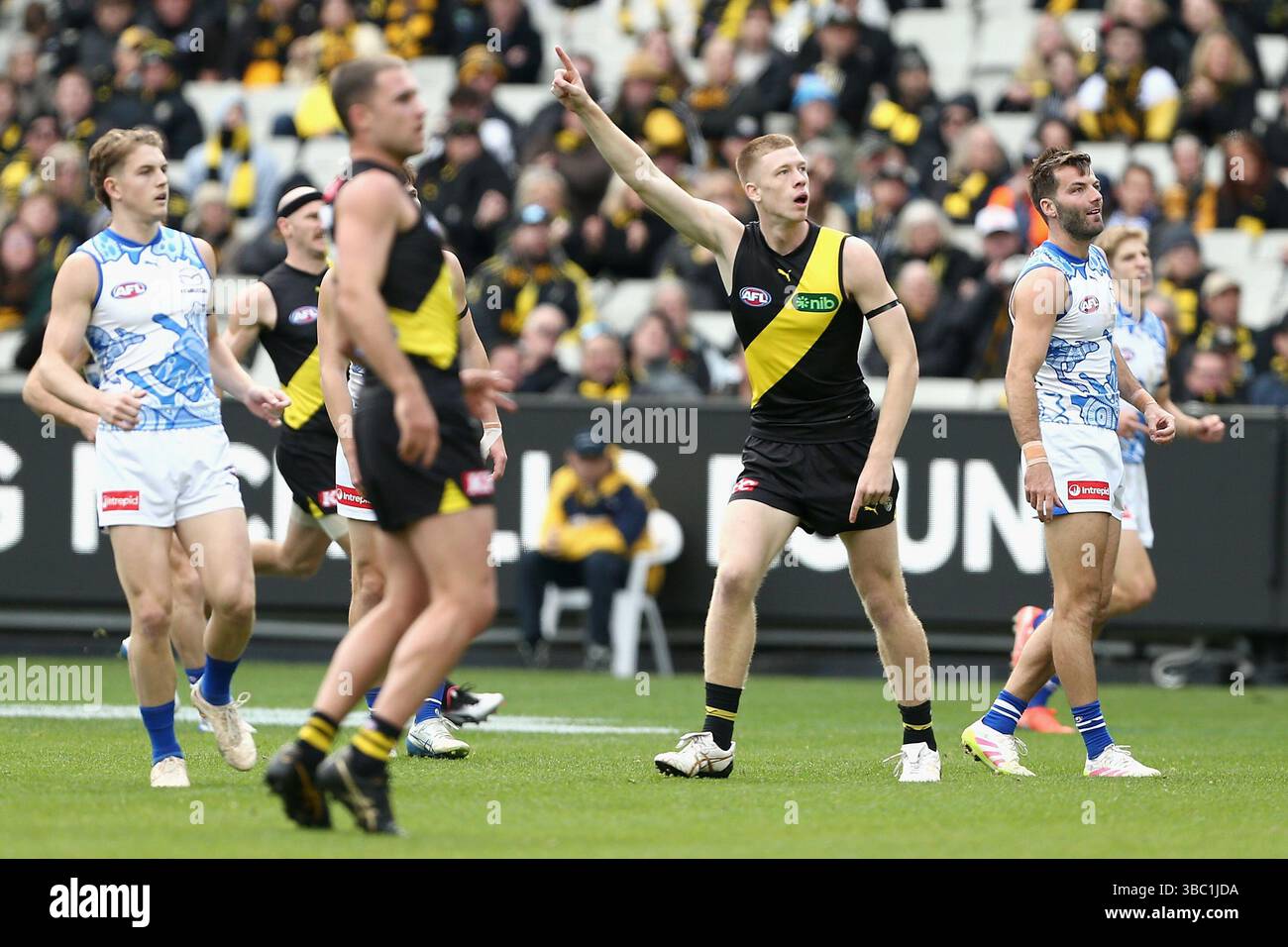 Melbourne, Australia. 18th May, 2025. Thomas Sims of the Tigers ...