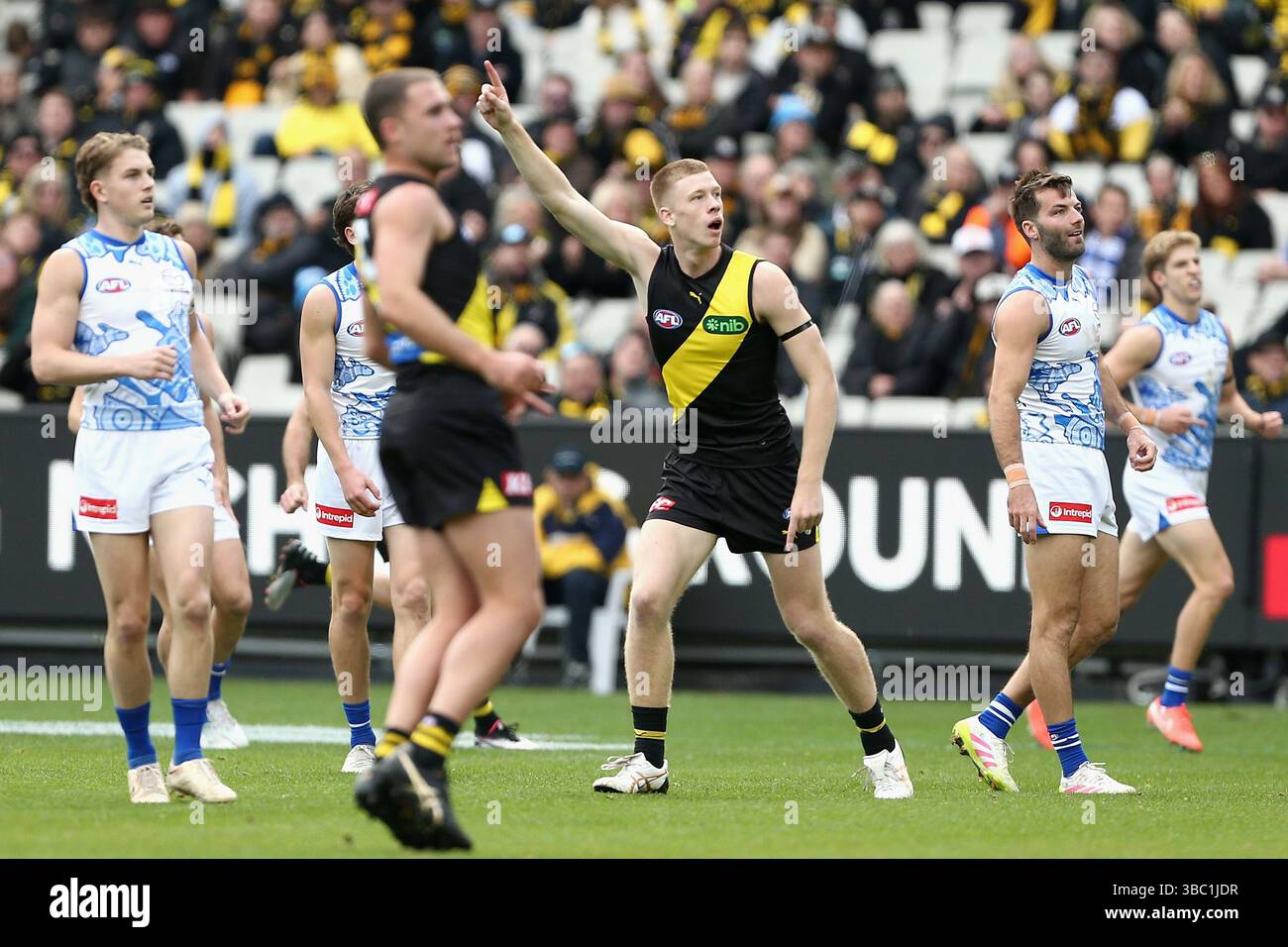 Melbourne, Australia. 18th May, 2025. Thomas Sims of the Tigers ...