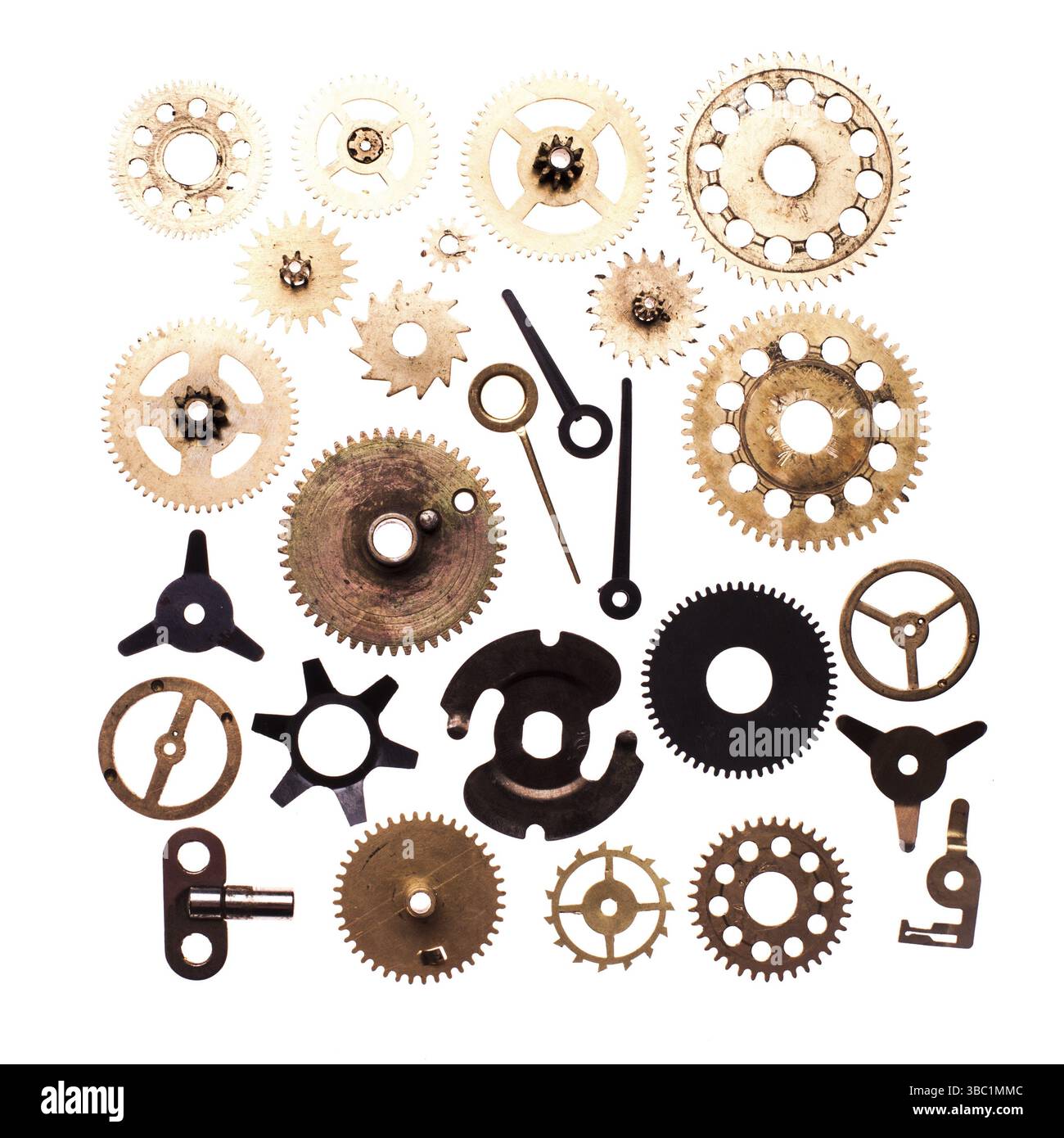 Steampunk details isolated on white. Mechanical clocks details and ...