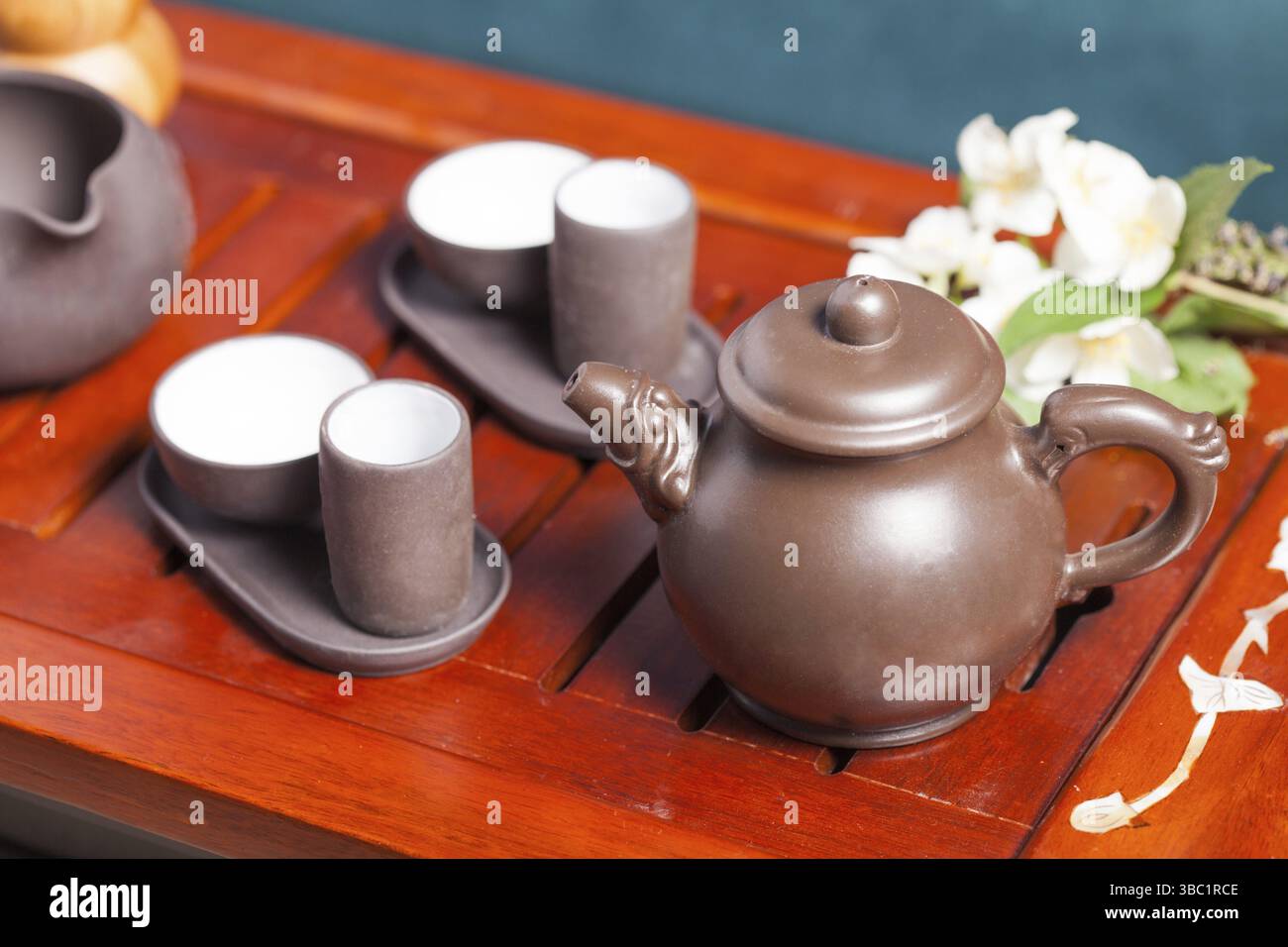 Chinese tea ceremony - close up traditional crockery Stock Photo - Alamy