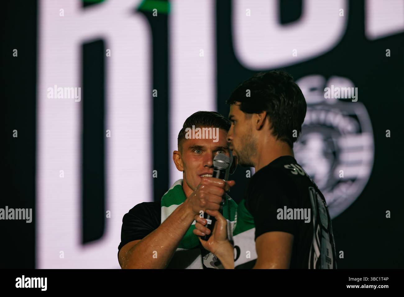 Viktor Gyokeres and Daniel Braganca seen during Celebrations of ...