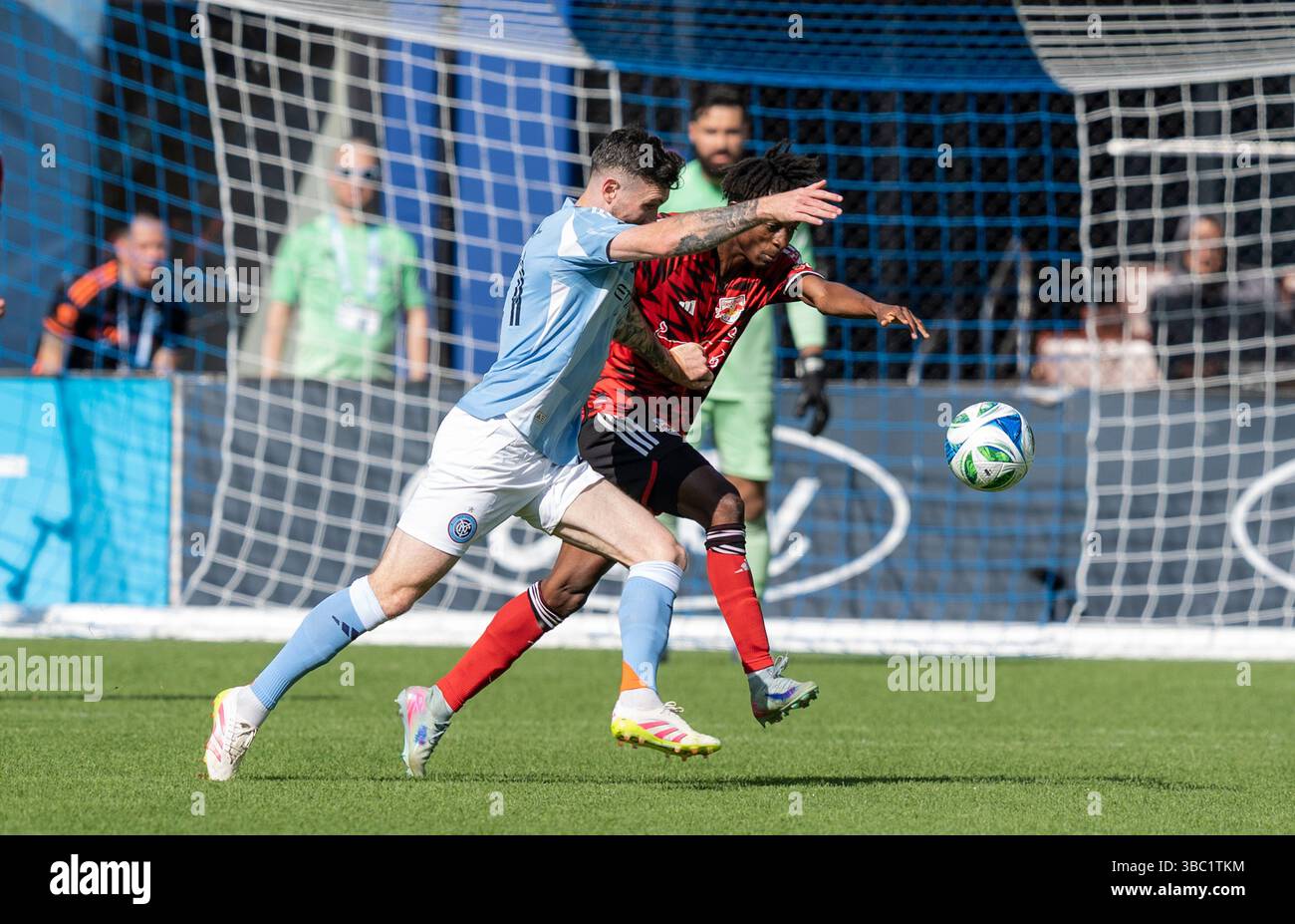 New York, NY, May 17, 2025: Mohammed Sofo (37) of Red Bulls and Aiden O ...