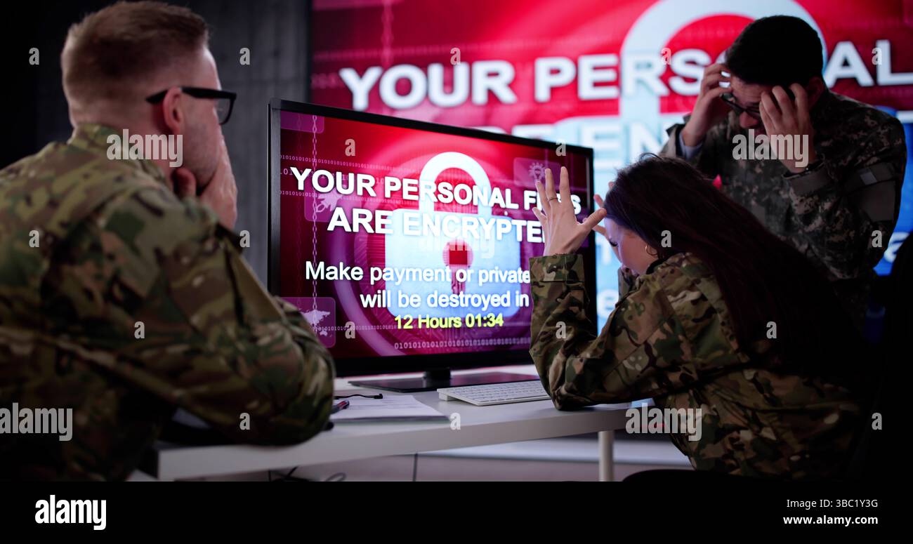 Security Guard Monitors Control Room Breach At Military Center Stock ...