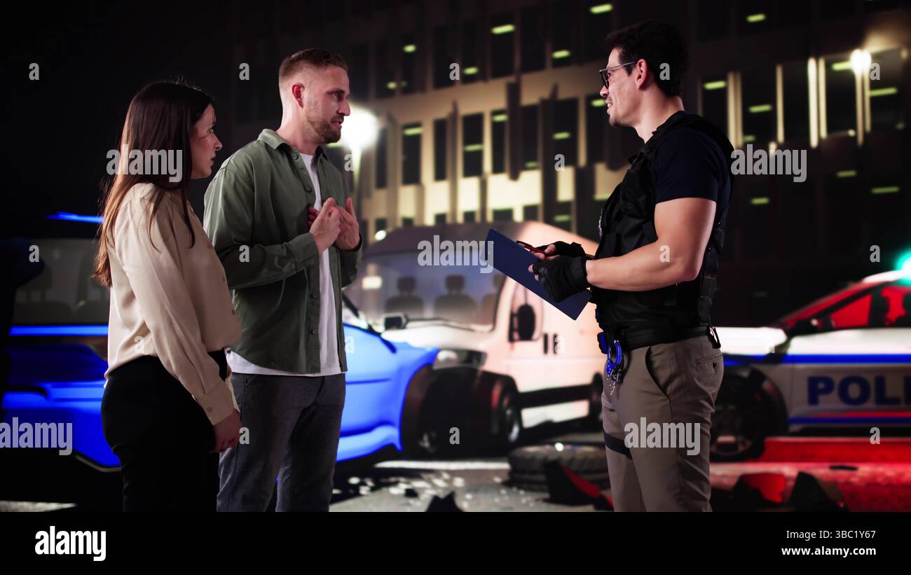 Emergency Response: Hispanic Police Officer And Concerned Family At ...