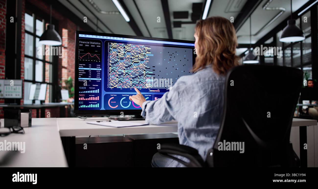 Corporate Woman Analyzing Market Trends With Business Analytics ...