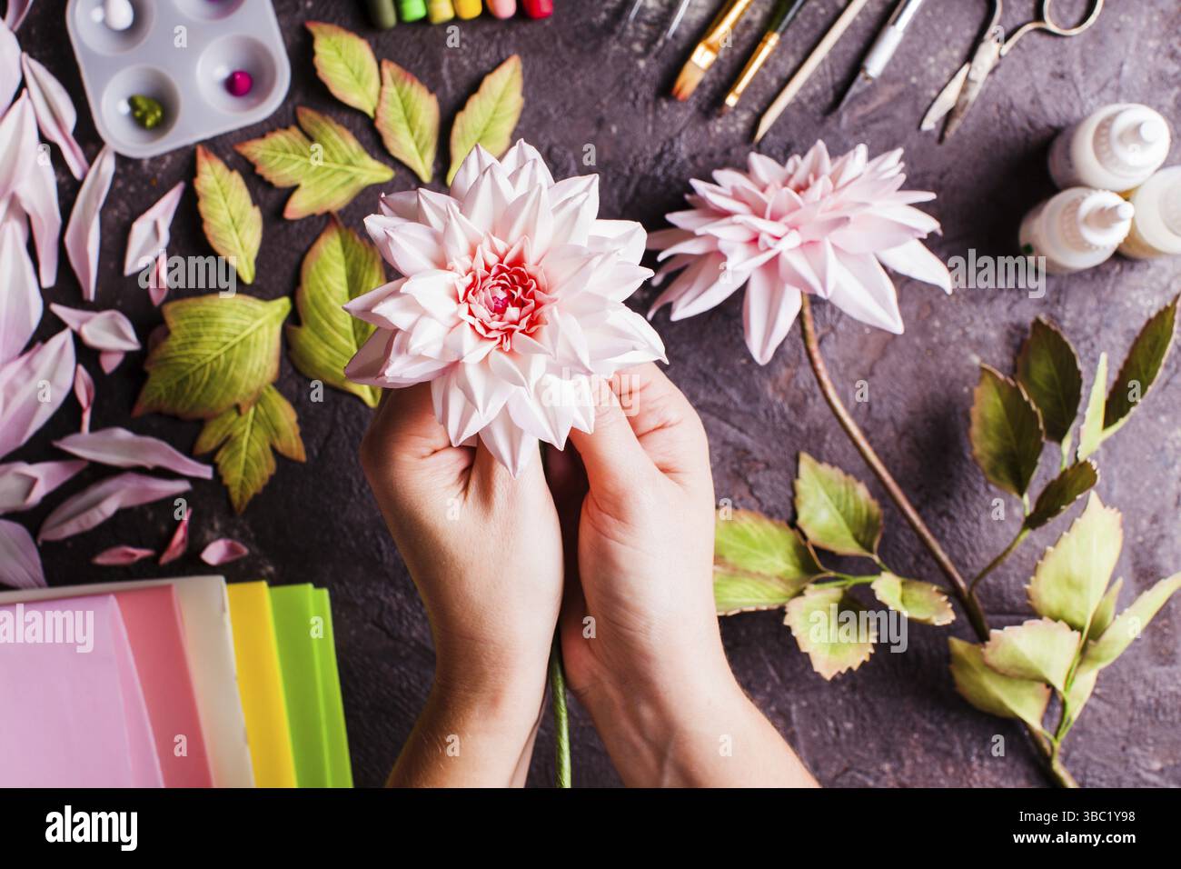 Handmade DIY making realistic flowers from foam Stock Photo - Alamy