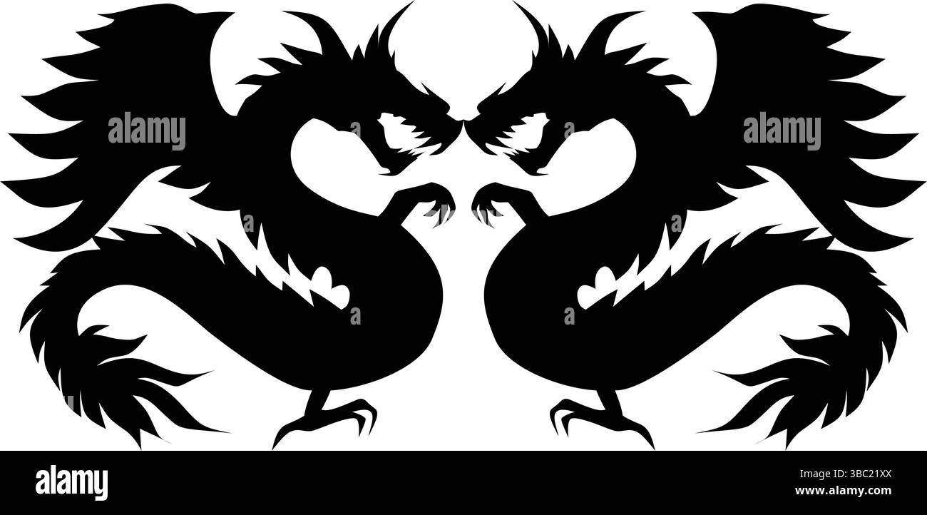 Two facing black dragon hi-res stock photography and images - Alamy