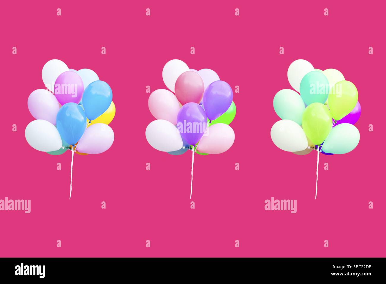 Colourful balloons bunch isolated on living coral color. Balloons in ...
