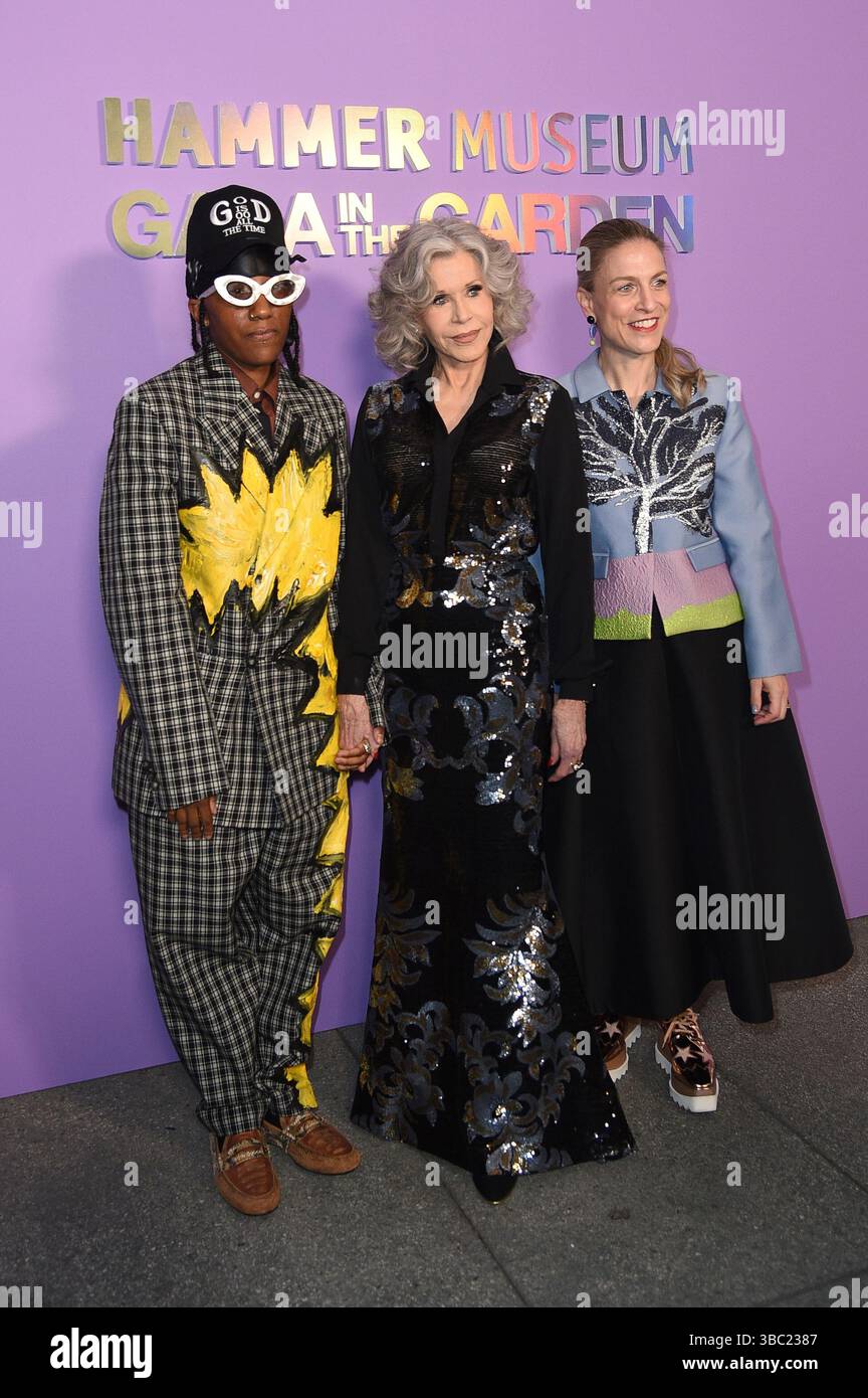 Lauren Halsey, from left, Jane Fonda and Zoë Ryan arrive at the 20th annual Hammer Museum Gala ...