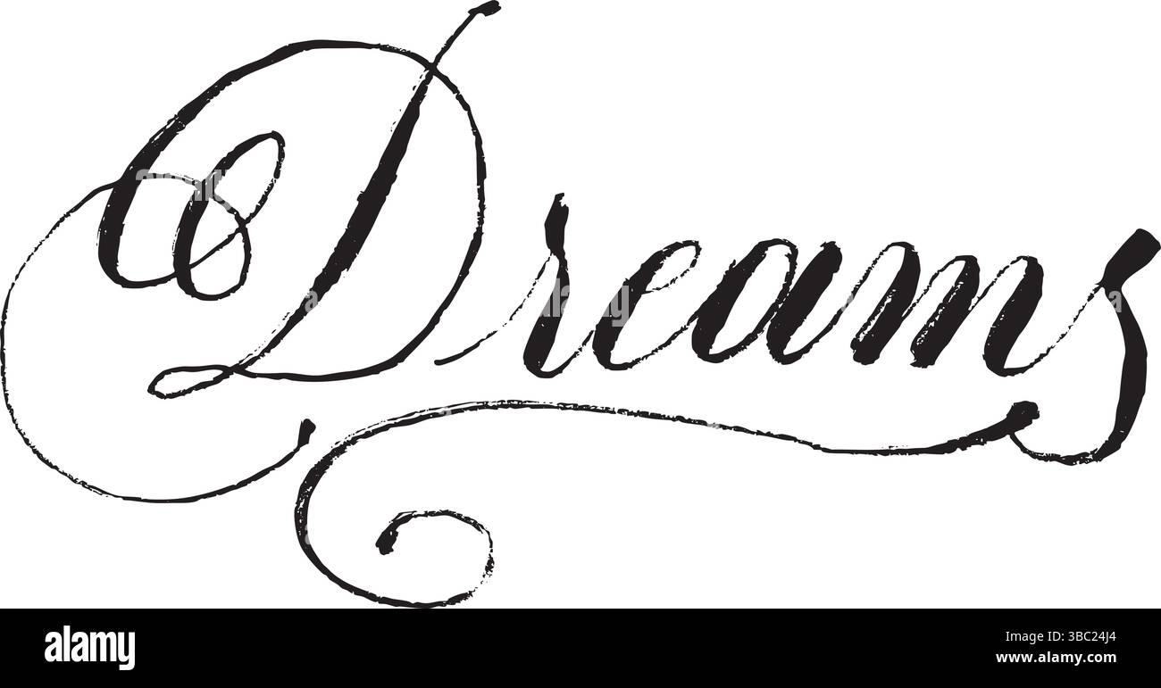"Dreams" distressed cursive brush lettering Stock Vector Image & Art ...