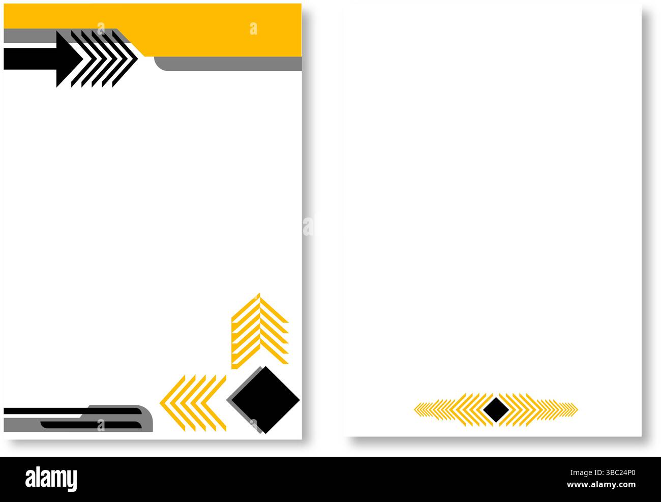Two abstract letterhead designs, with modern page templates with yellow ...