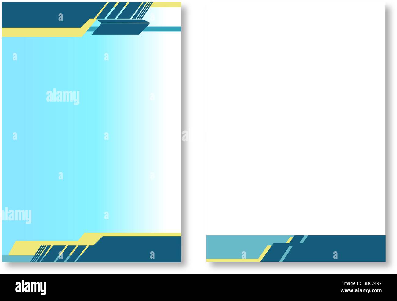 Two abstract letterhead designs, with modern page templates with blue ...