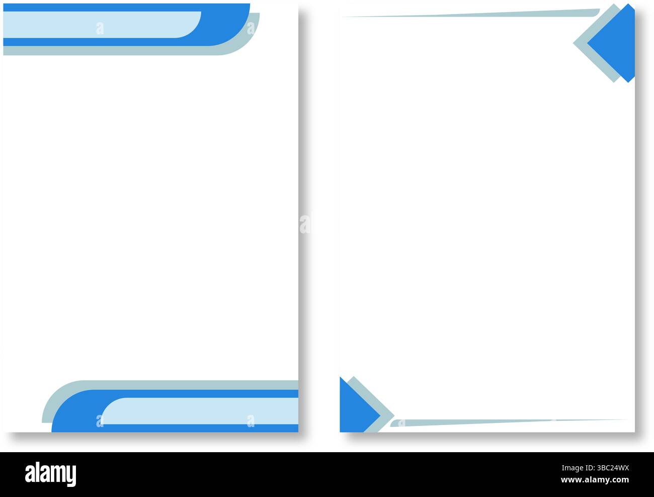 Two abstract letterhead designs with simple page templates with blue ...