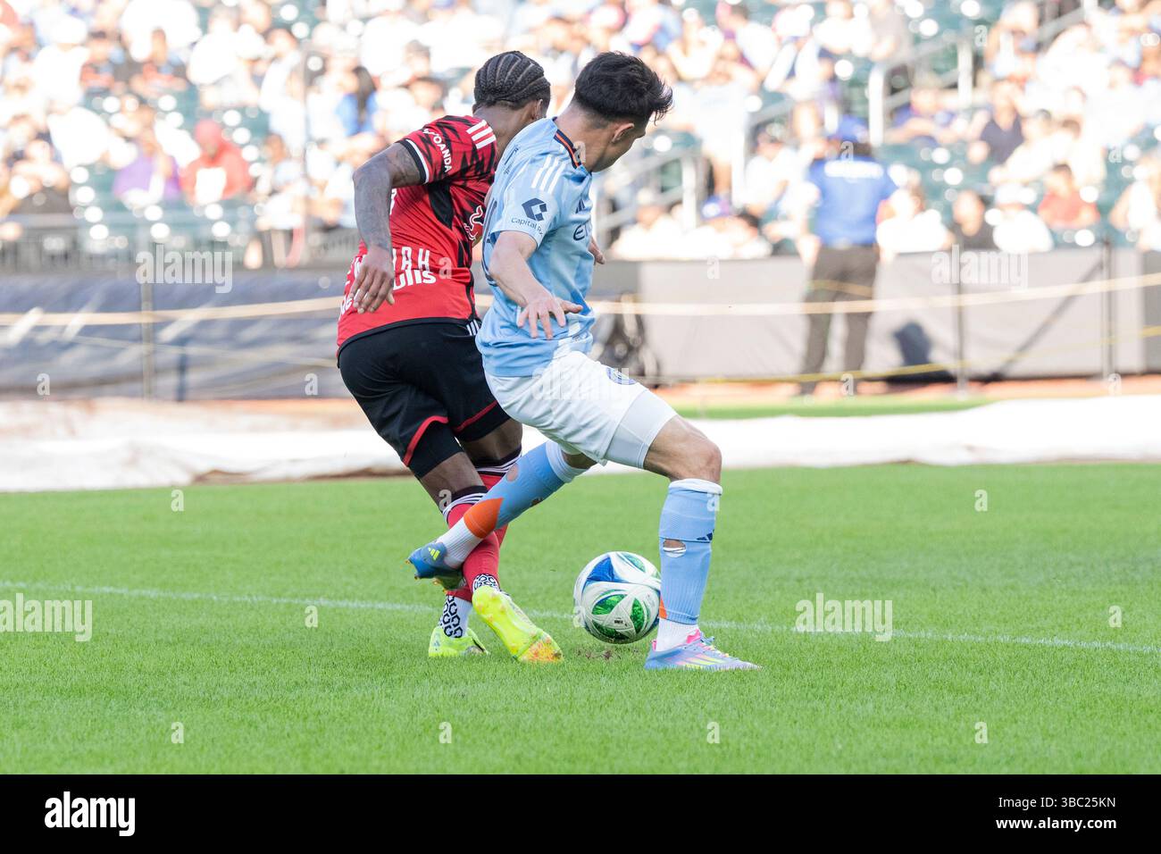 New York, NY, May 17, 2025: Kyle Duncan (6) of Red Bulls and Agustin ...