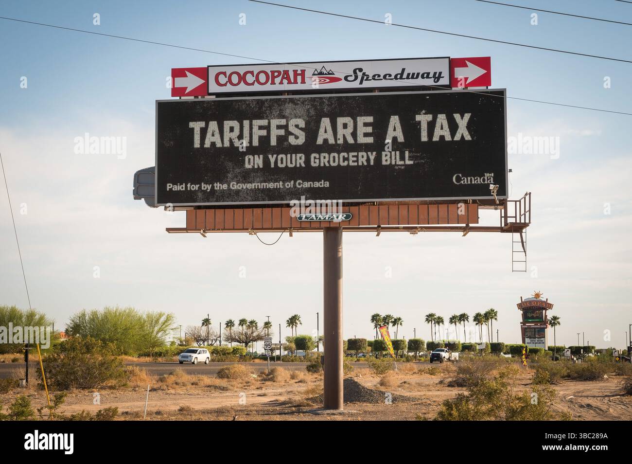 Large billboards paid for by the Canadian Government on the effect of ...