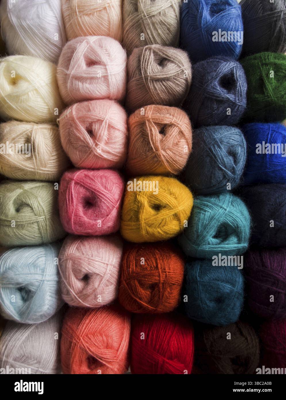 Color palette of wool yarn balls spectrum palette Stock Photo - Alamy