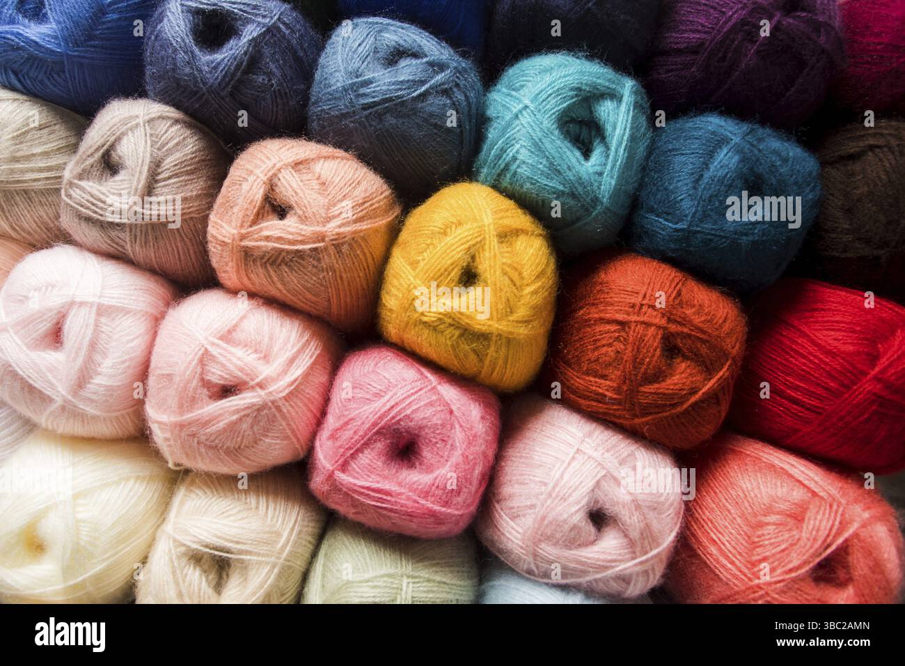 Various color balls of yarn as a background, rainbow palette Stock ...