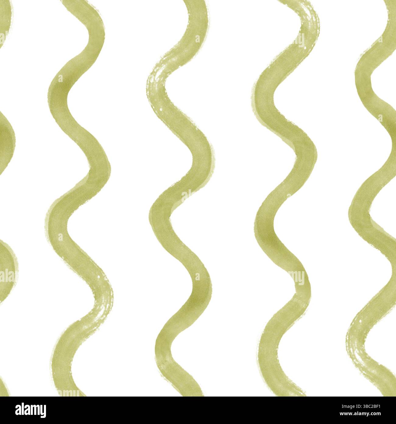 Simple seamless pattern with wavy lines in olive green color on white ...