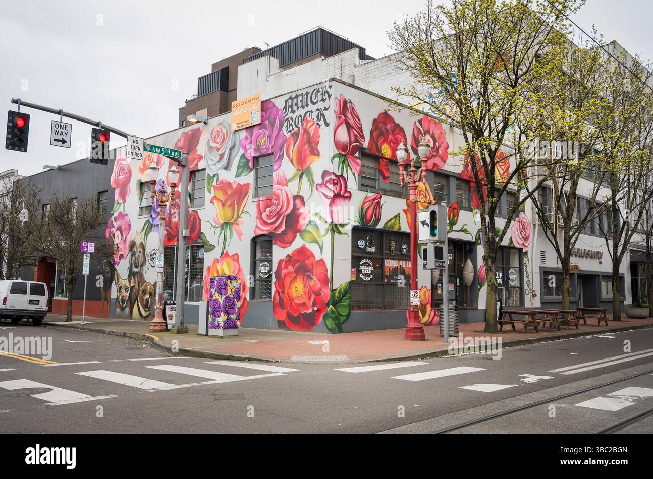 Public art, signs ,and murals in downtown Portland Oregon, USA Stock ...
