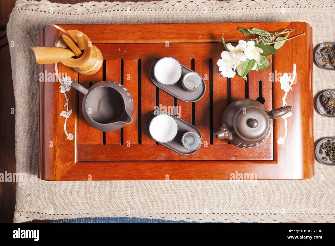 Chinese tea ceremony - close up traditional crockery Stock Photo - Alamy