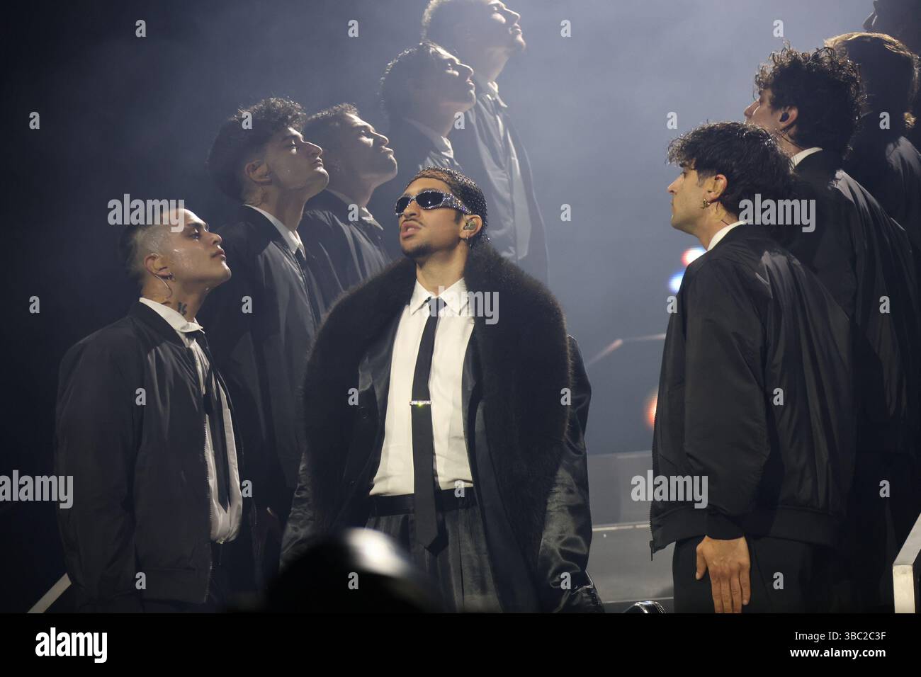 Italian singer Mahmood during his N.L.D.A. 2025 Tour at Unipol arena ...