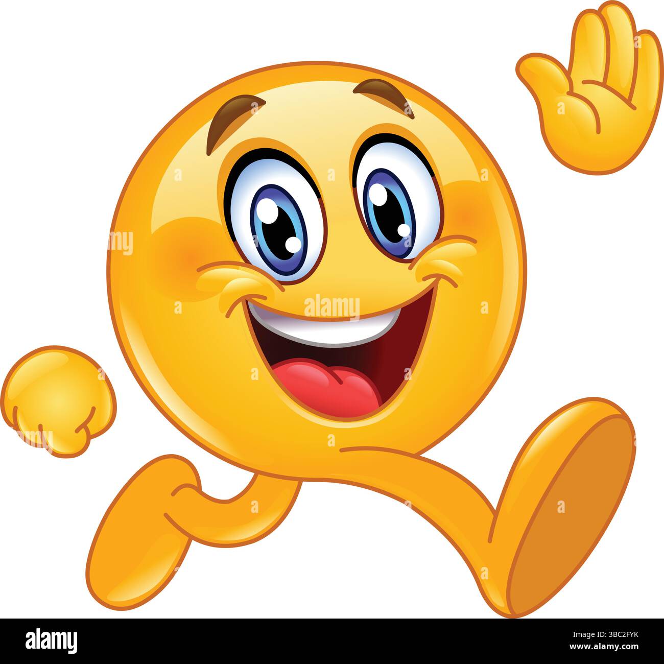 Happy emoji emoticon walking hi-res stock photography and images - Alamy