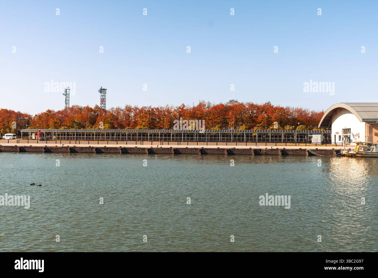 Shinano river in Niigata view from Minato Marche Pier Bandai Stock ...