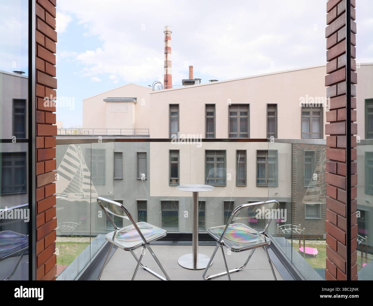 A Beautiful Modern Balcony View Overviewing a Lively Urban Landscape ...