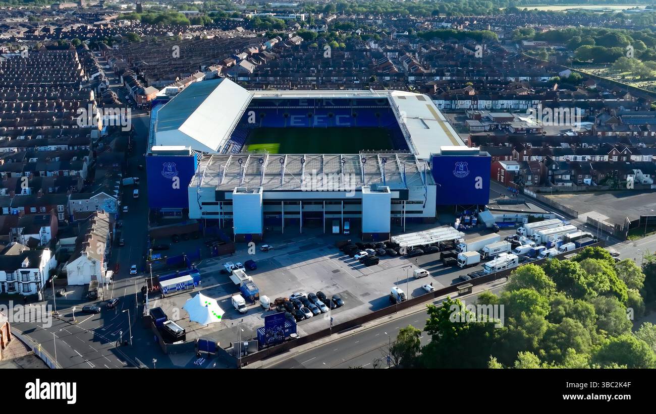 An aerial view of Goodison Park as Everton Football Club prepare to ...