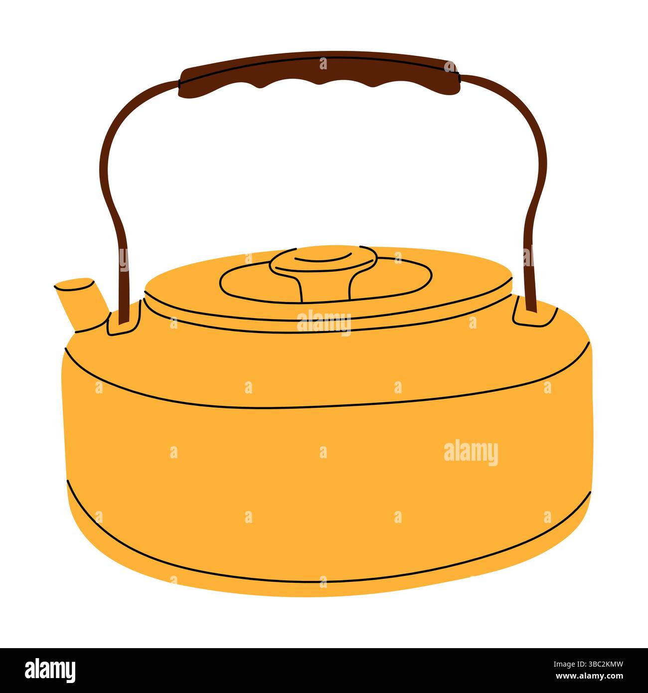 Minimalist yellow kettle illustration with handle Stock Vector Image ...