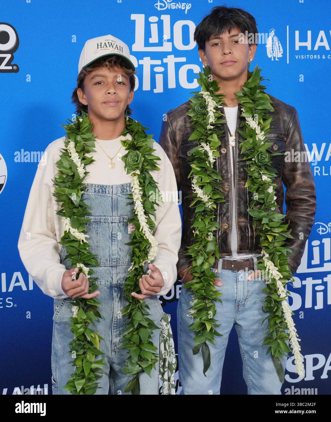 Los Angeles, USA. 14th Apr, 2025. (L-R) Zyah Rhythm and Nyjah Music arrives at the Disney's LILO ...