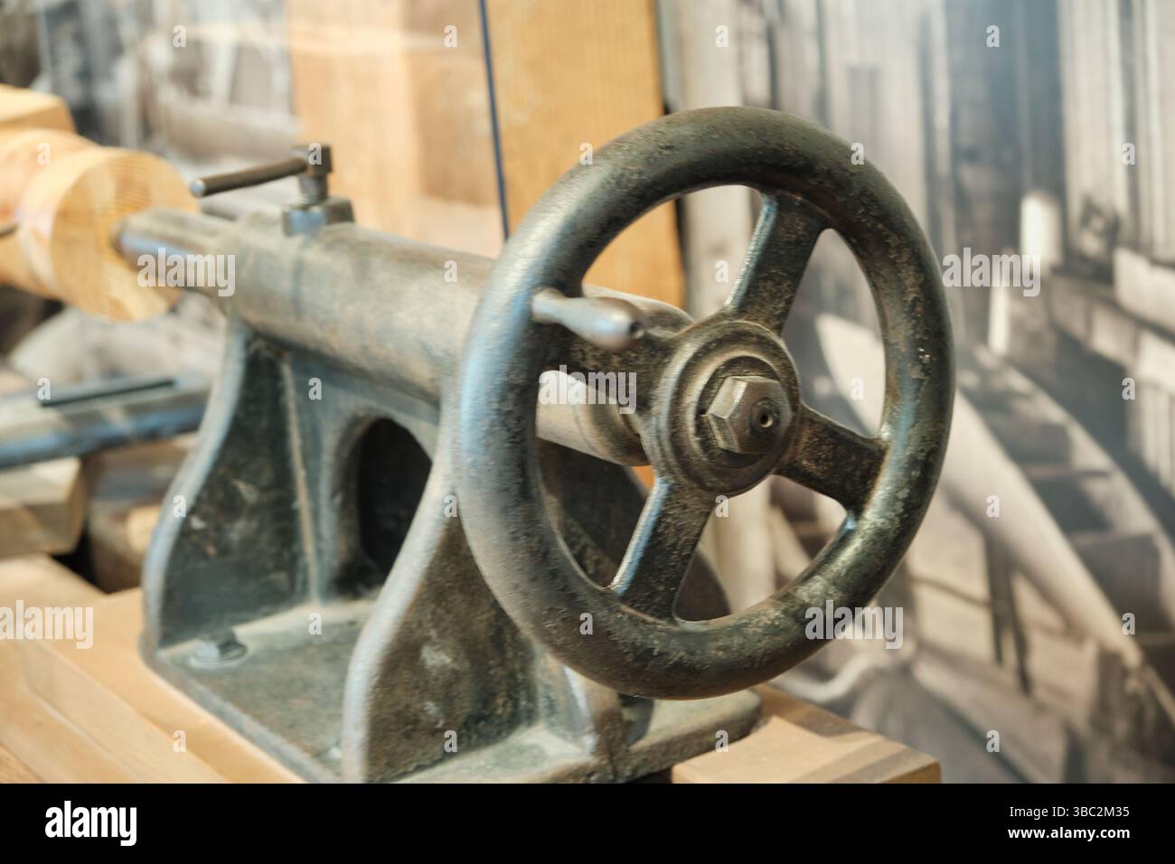 A close-up of the flywheel of an industrial steam engine Stock Photo ...