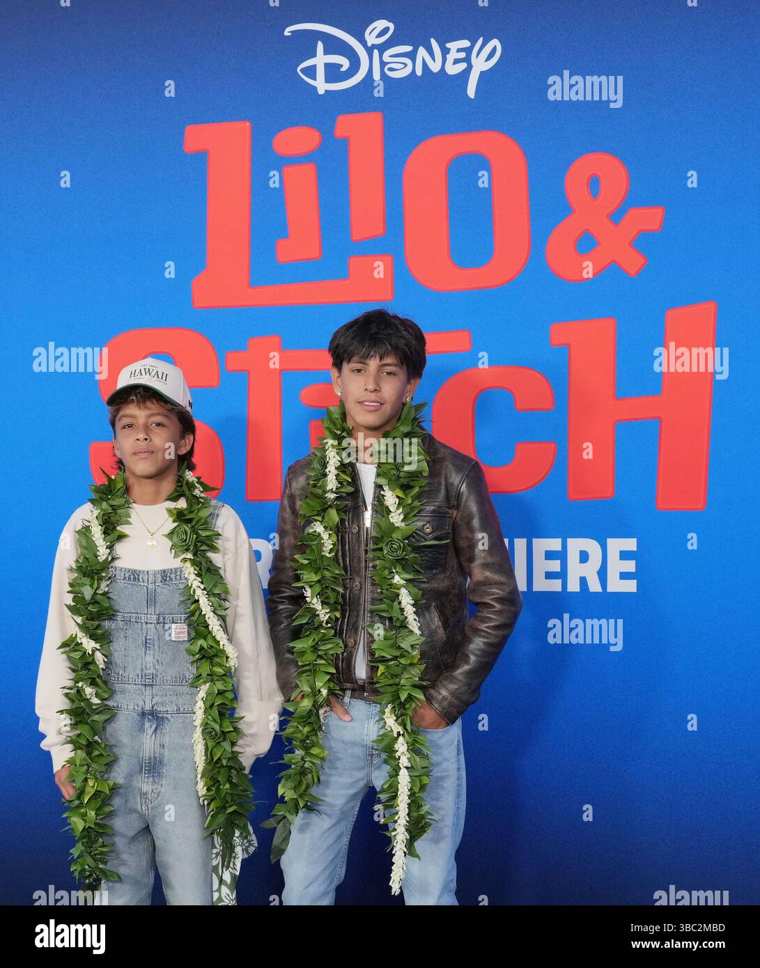 Los Angeles, USA. 14th Apr, 2025. (L-R) Zyah Rhythm and Nyjah Music arrives at the Disney's LILO ...