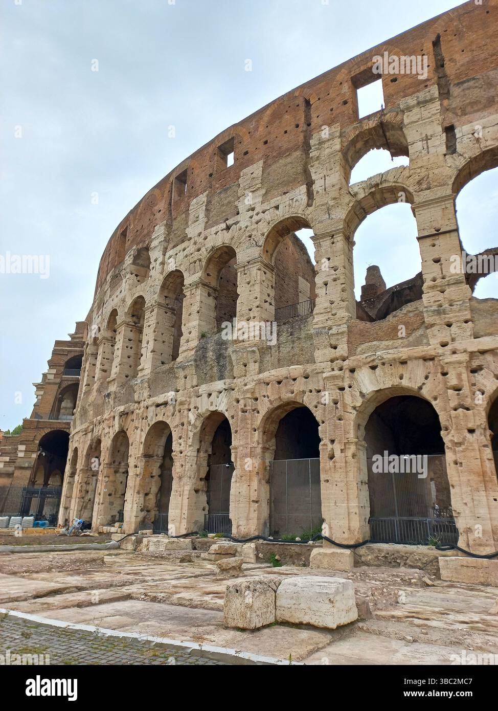Rome, Lazio, Italy. April 15 2025. View of the upper arches and damaged ...